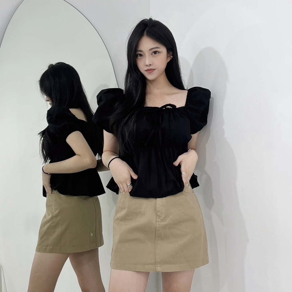 2ボタンコットンミニスカート3color | ファッション通販サイト NUGU