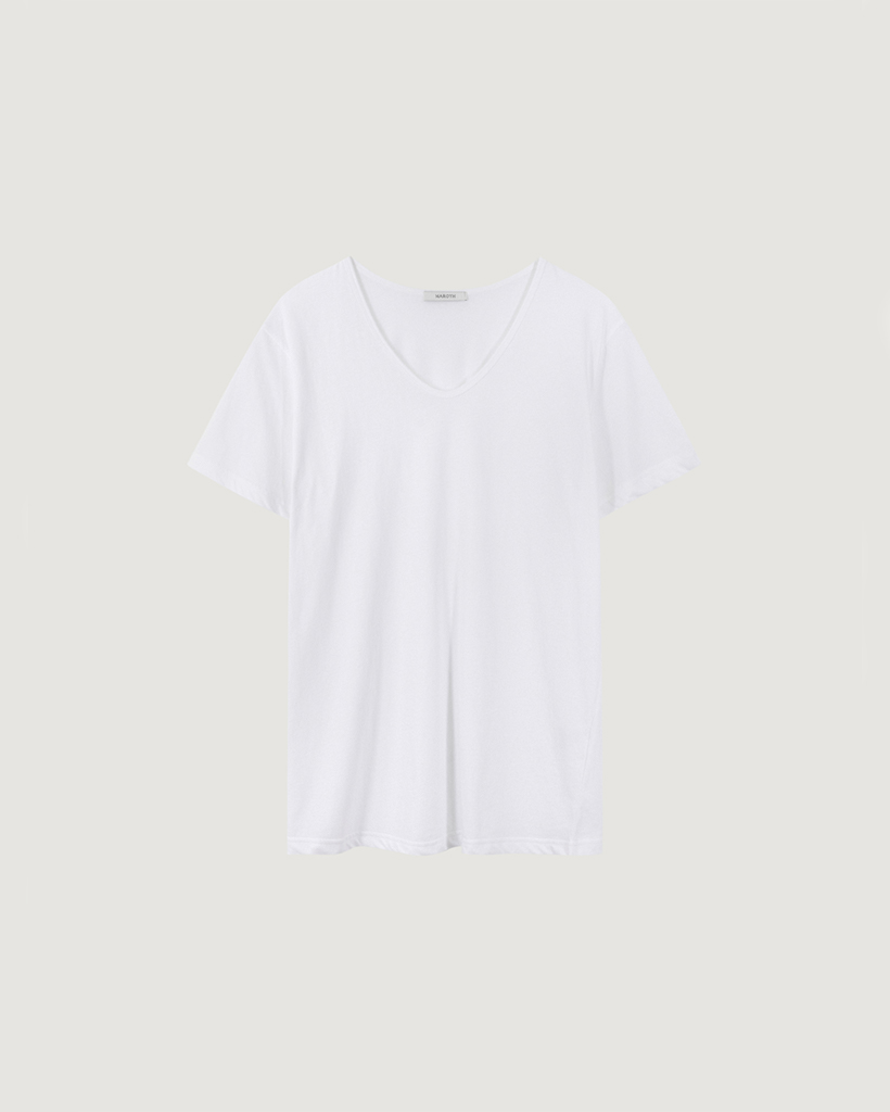 Fresh U neck t-shirts(White) | ファッション通販サイト NUGU