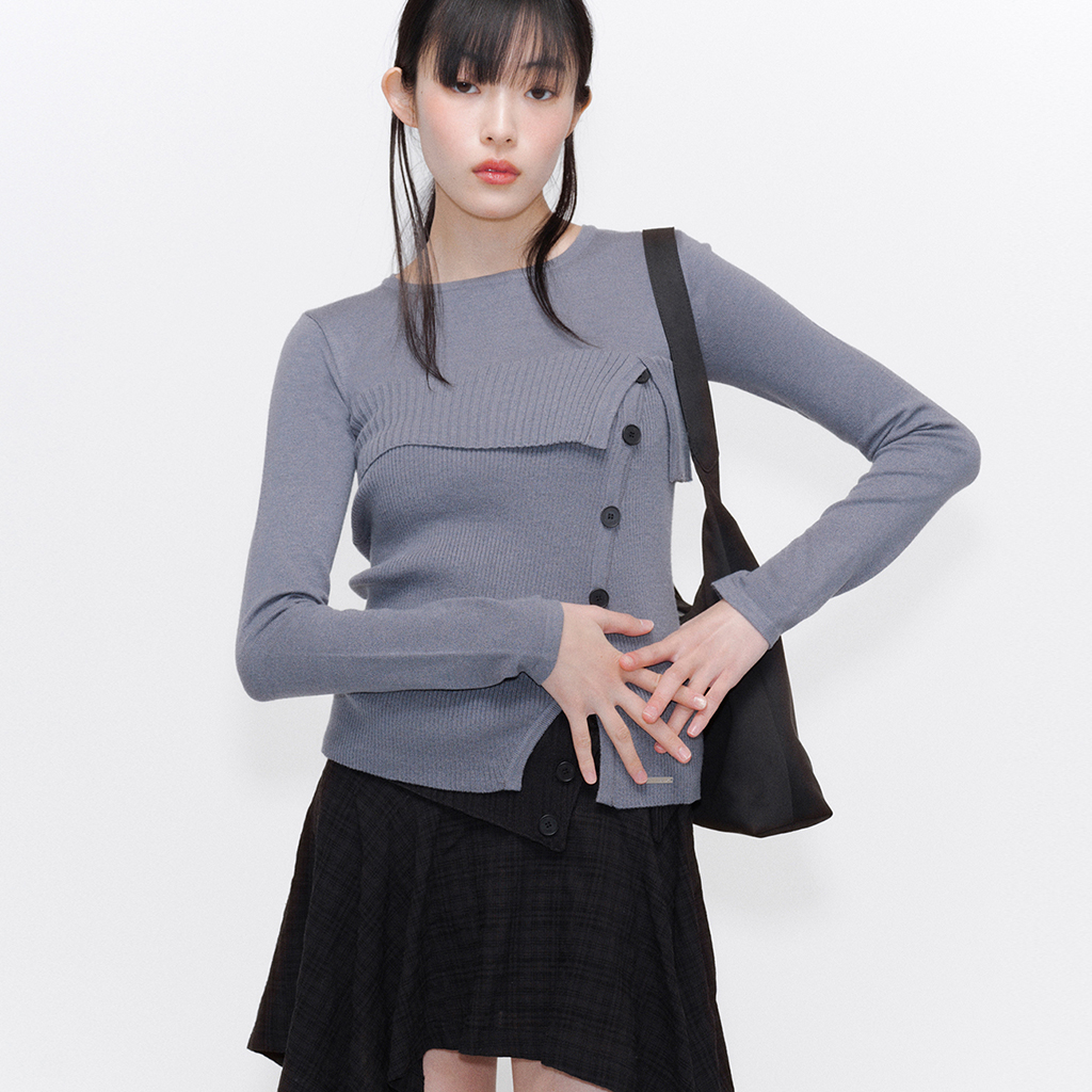 Layered flip knit CHARCOAL | ファッション通販サイト NUGU