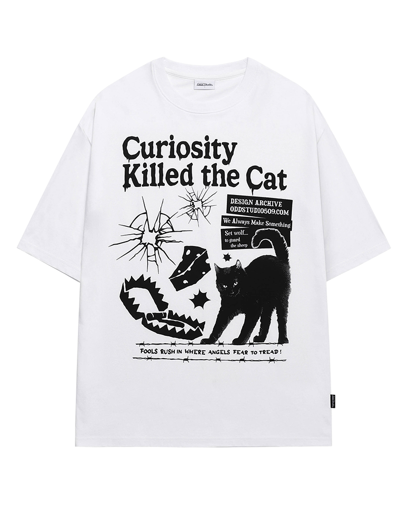 Kitchee Cat Graphic Oversized Fit T-Shirt - white | ファッション通販サイト NUGU